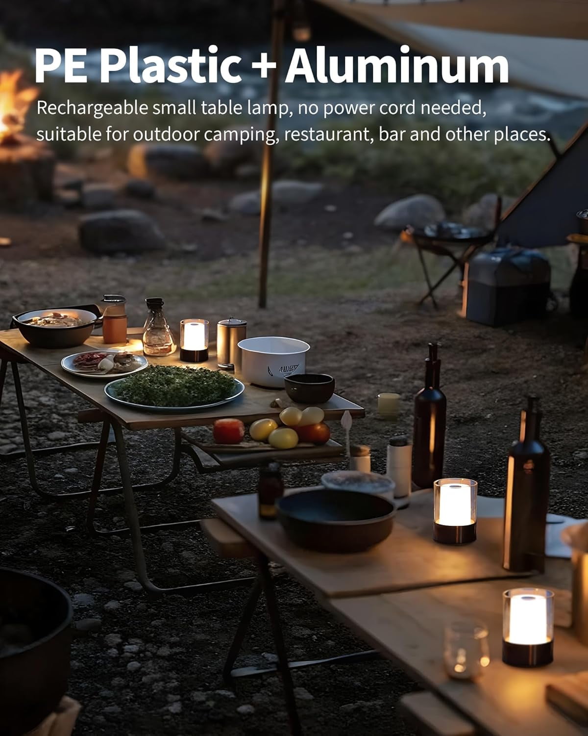 LED 4" Mini Cordless Table Lamp 2 Pack, Outdoor Waterproof Lamp ...