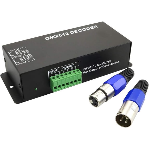 LED 4Channel DMX Decoder Controller with Digital Display DC5V-24V 4X4A ...