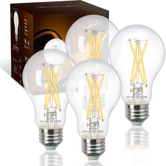 LED A19 Filament Bulbs, 4 Pack, 75 Watt Equivt, 2700K Warm White ...