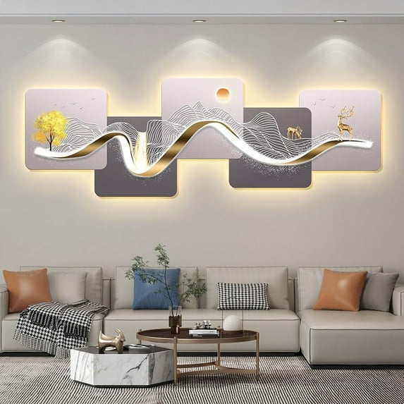 LED Abstract Wall Art, 3D Art Wall Decor for Living Room, Power Supply ...