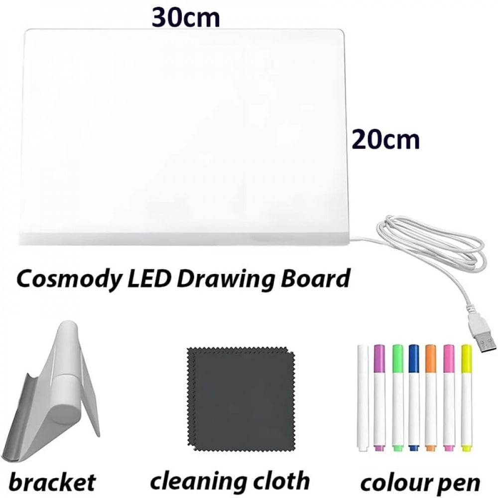 LED Acrylic Drawing Board DIY Erasable Luminous Writing Boards with ...