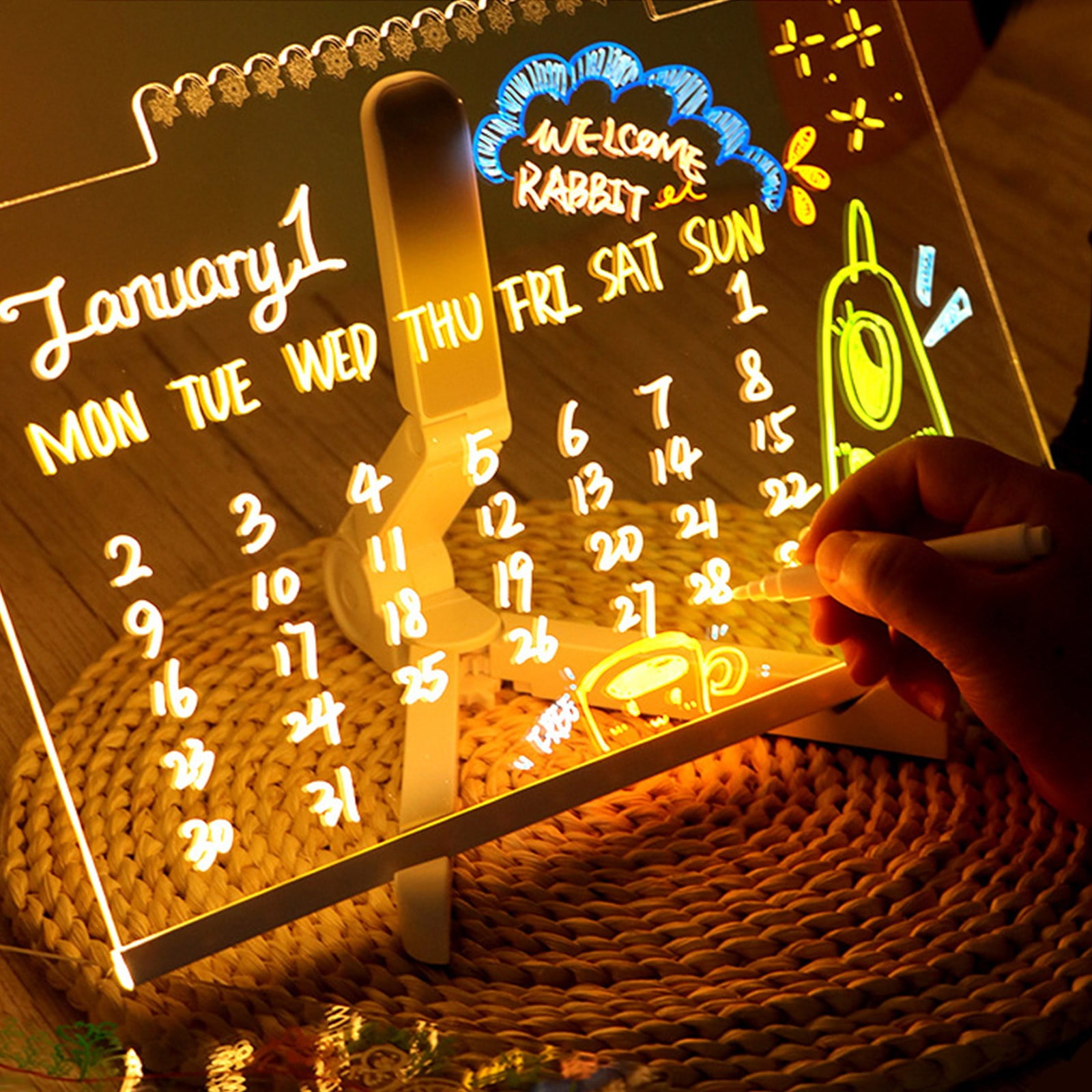 LED Acrylic Message Board, LED Note Board with 12 Colors Pen, Light Up ...