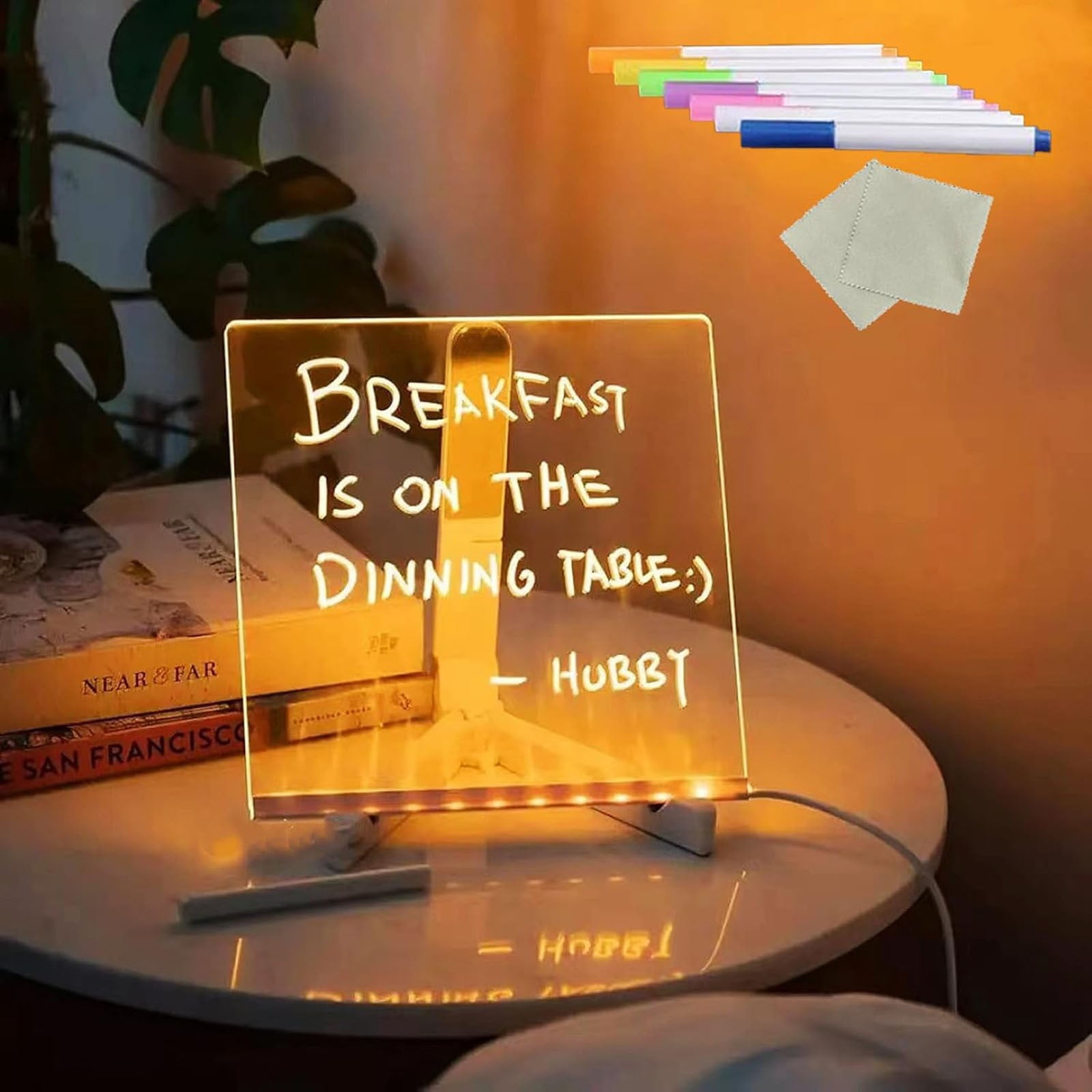 LED Acrylic Message Board with Stand - Light-Up Clear Board for ...