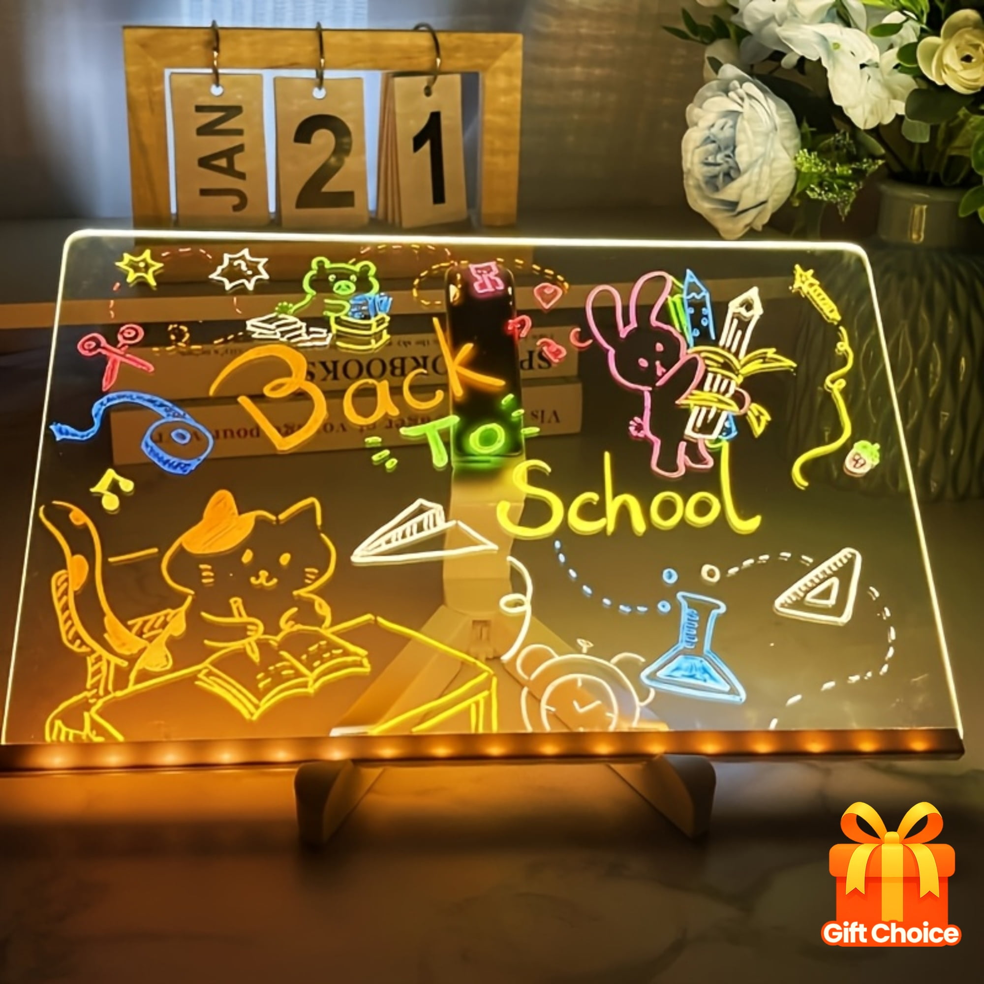 LED Acrylic Note Board | Chargeable Reusable Dry Erase And Draw Tablet ...