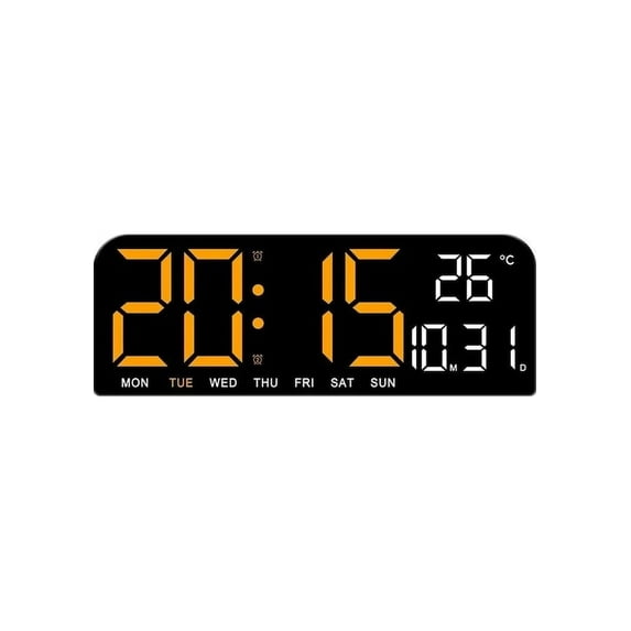 LED Alarm Clock, 9” Oversized Digital Temperature, Date, Day, Time ...