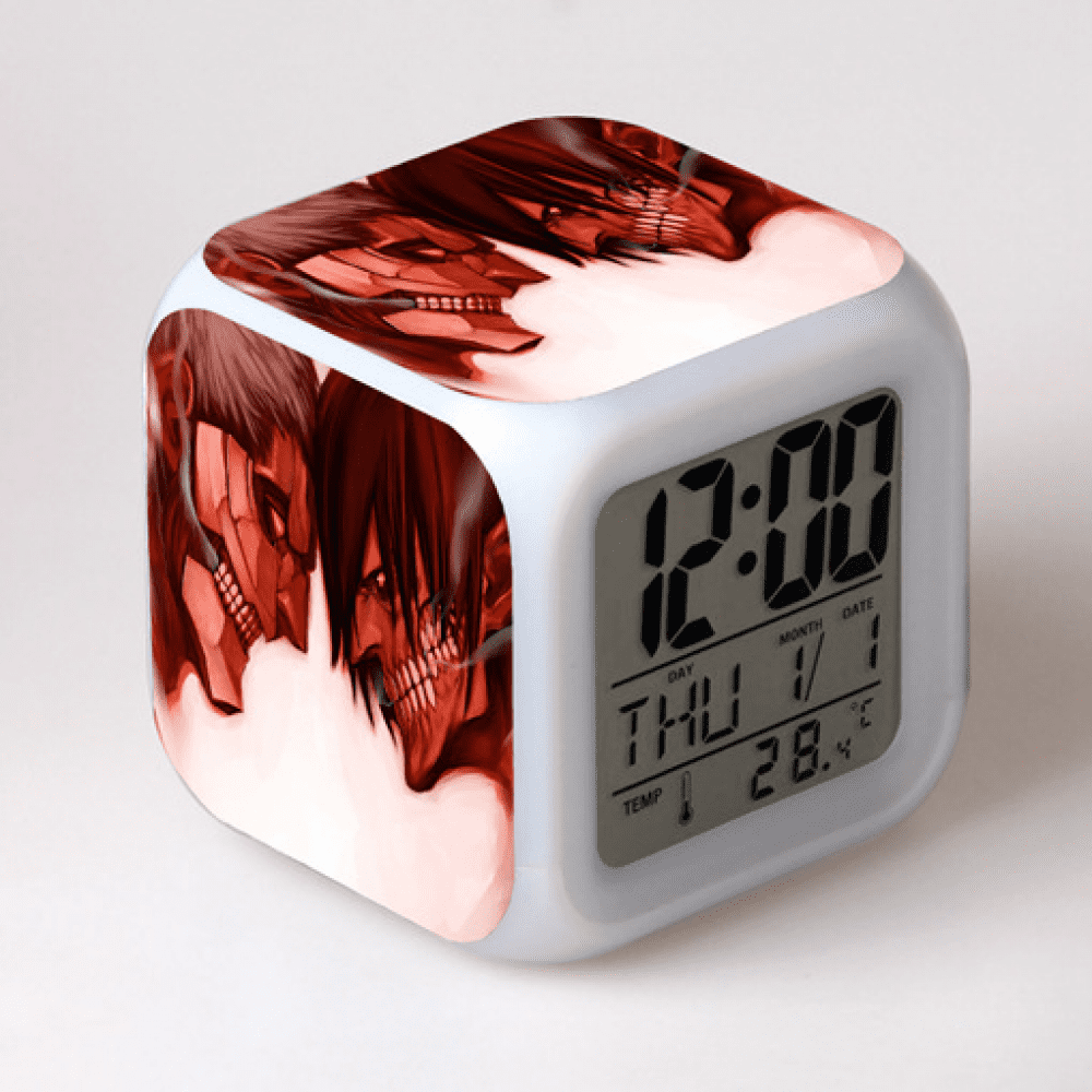 LED Alarm Clock Attack on Titan Pattern Creative Desk Table Clock ...