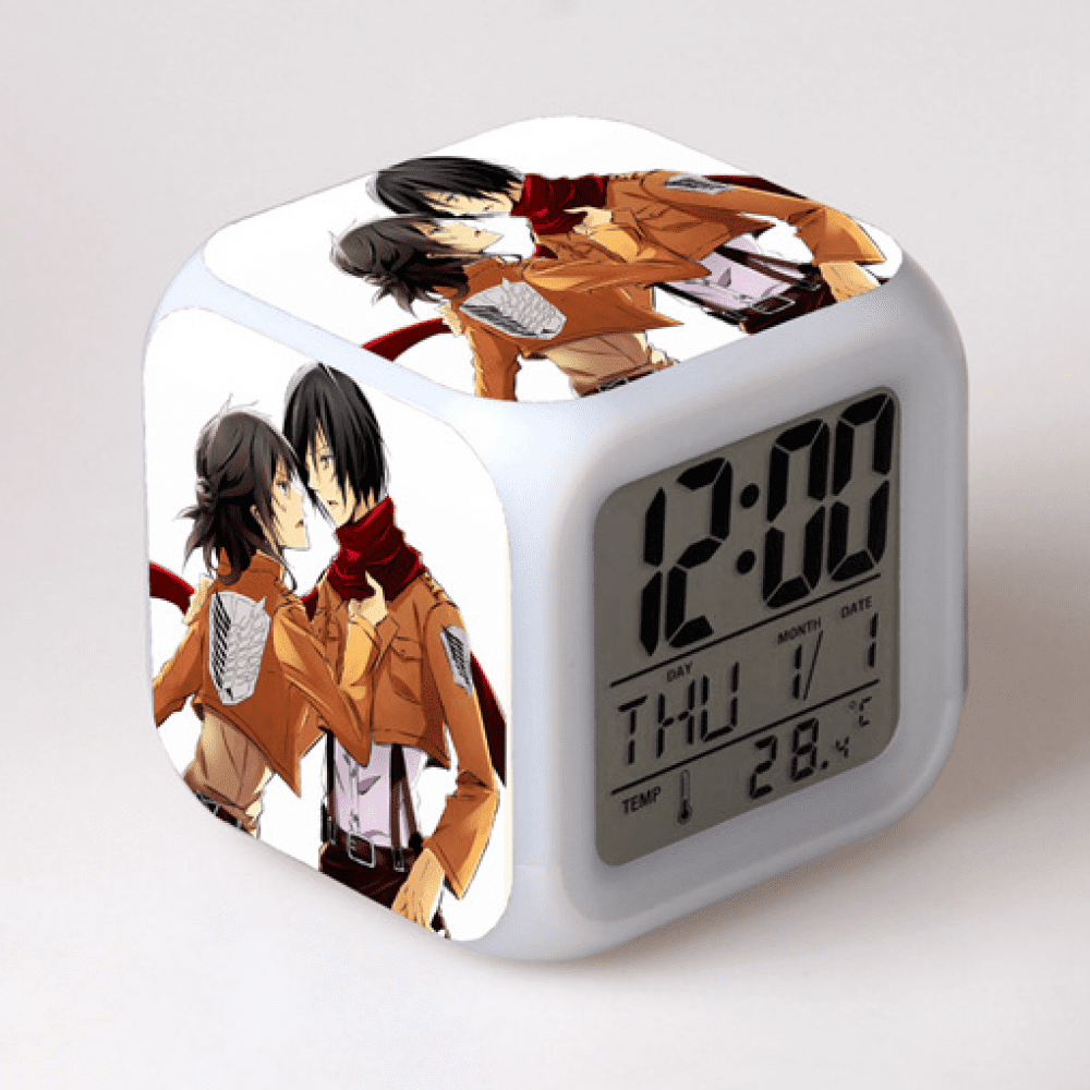 LED Alarm Clock Attack on Titan Pattern Creative Desk Table Clock ...