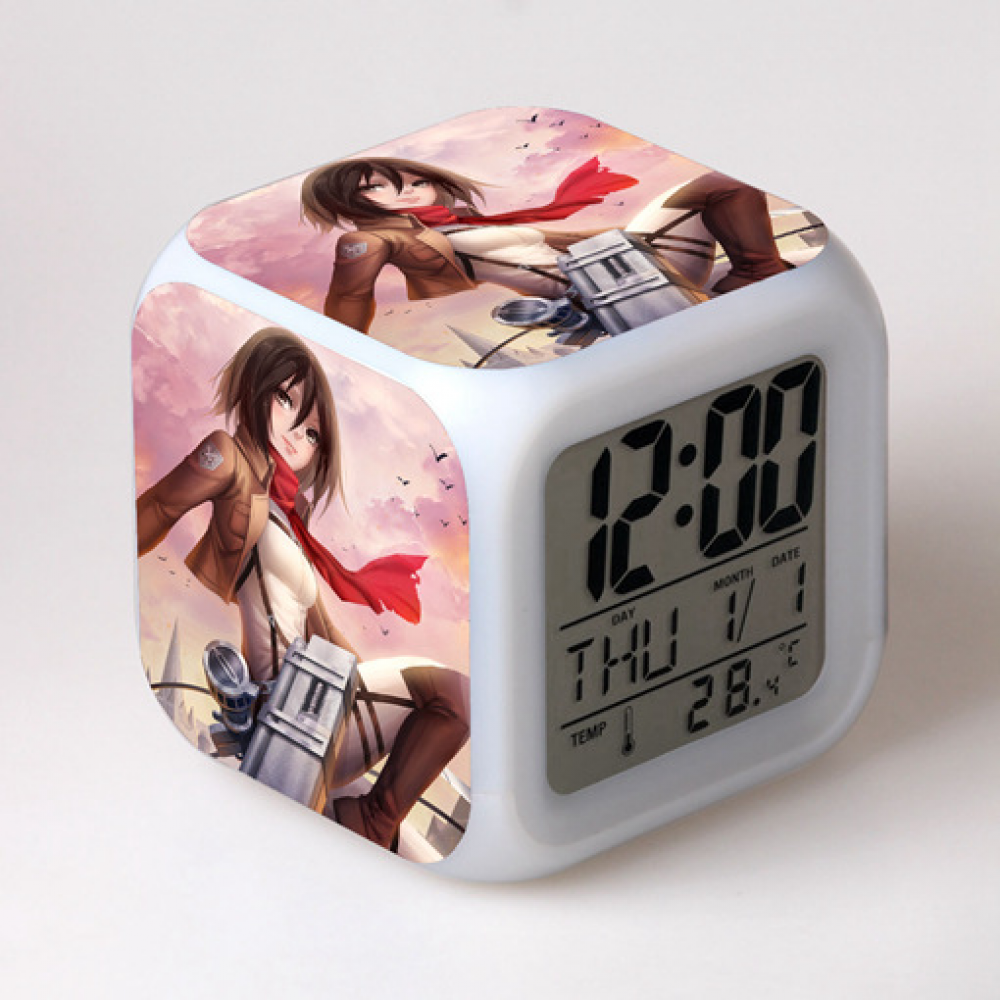 LED Alarm Clock Attack on Titan Pattern Creative Desk Table Clock ...
