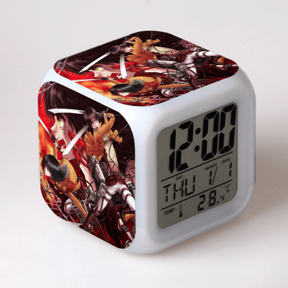 LED Alarm Clock Attack on Titan Pattern Creative Desk Table Clock ...