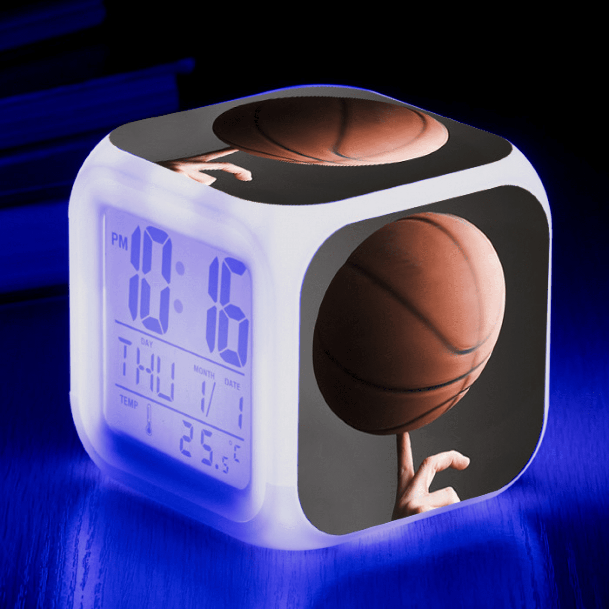 LED Alarm Clock Basketball Pattern Creative Desk Table Clock Glowing ...