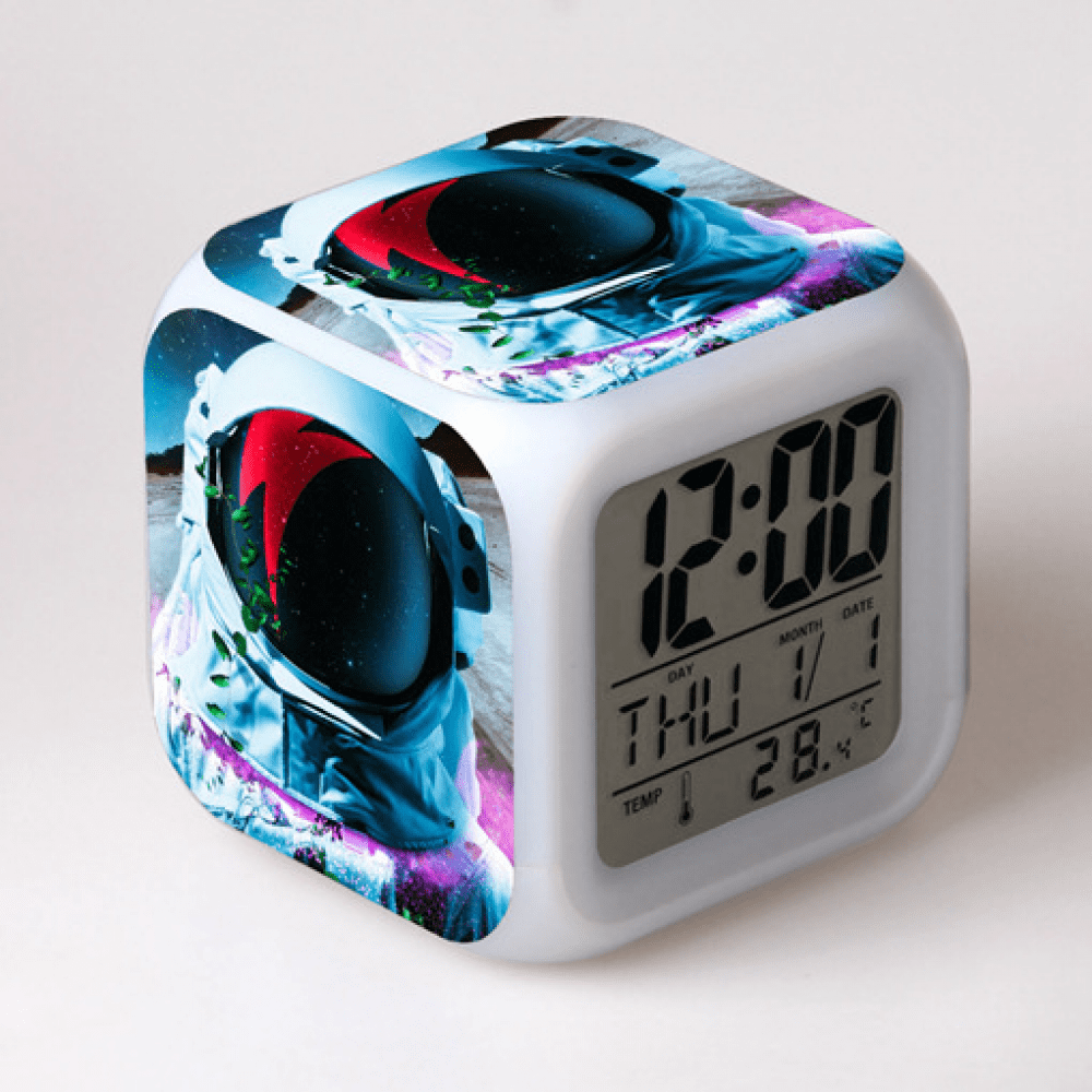 LED Alarm Clock Cartoon Astronaut Pattern Creative Desk Table Clock ...