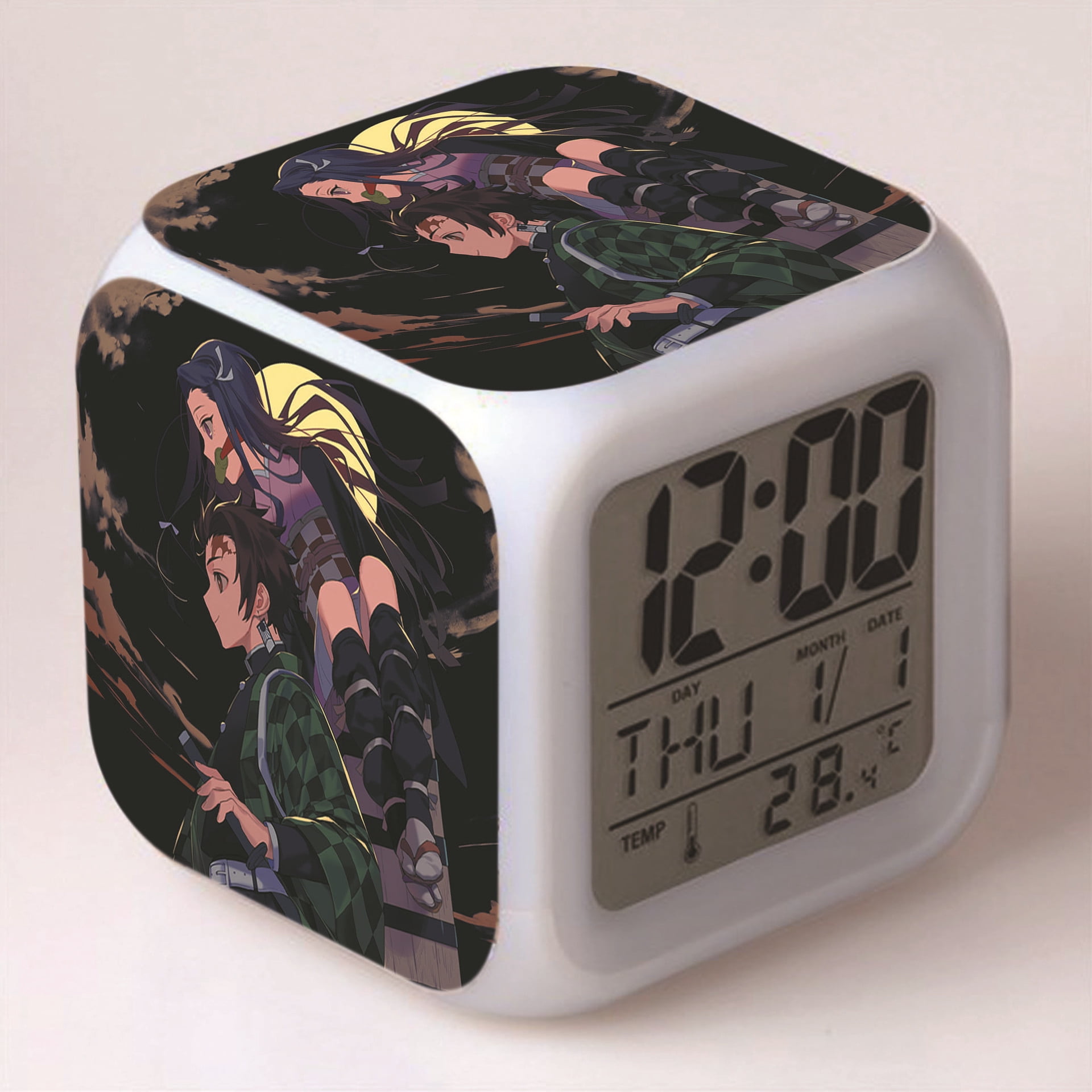 LED Alarm Clock Demon Slayer Pattern Creative Desk Table Clock Glowing ...
