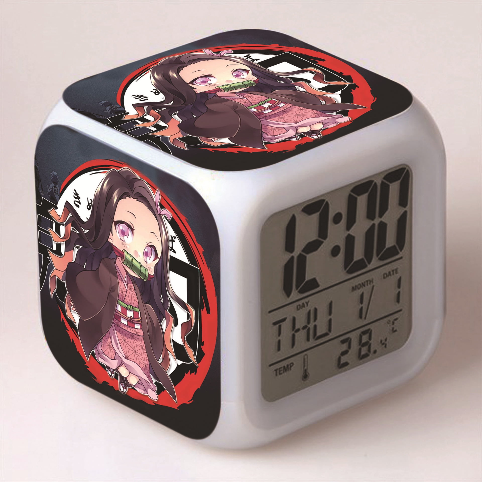 LED Alarm Clock Demon Slayer Pattern Creative Desk Table Clock Glowing ...