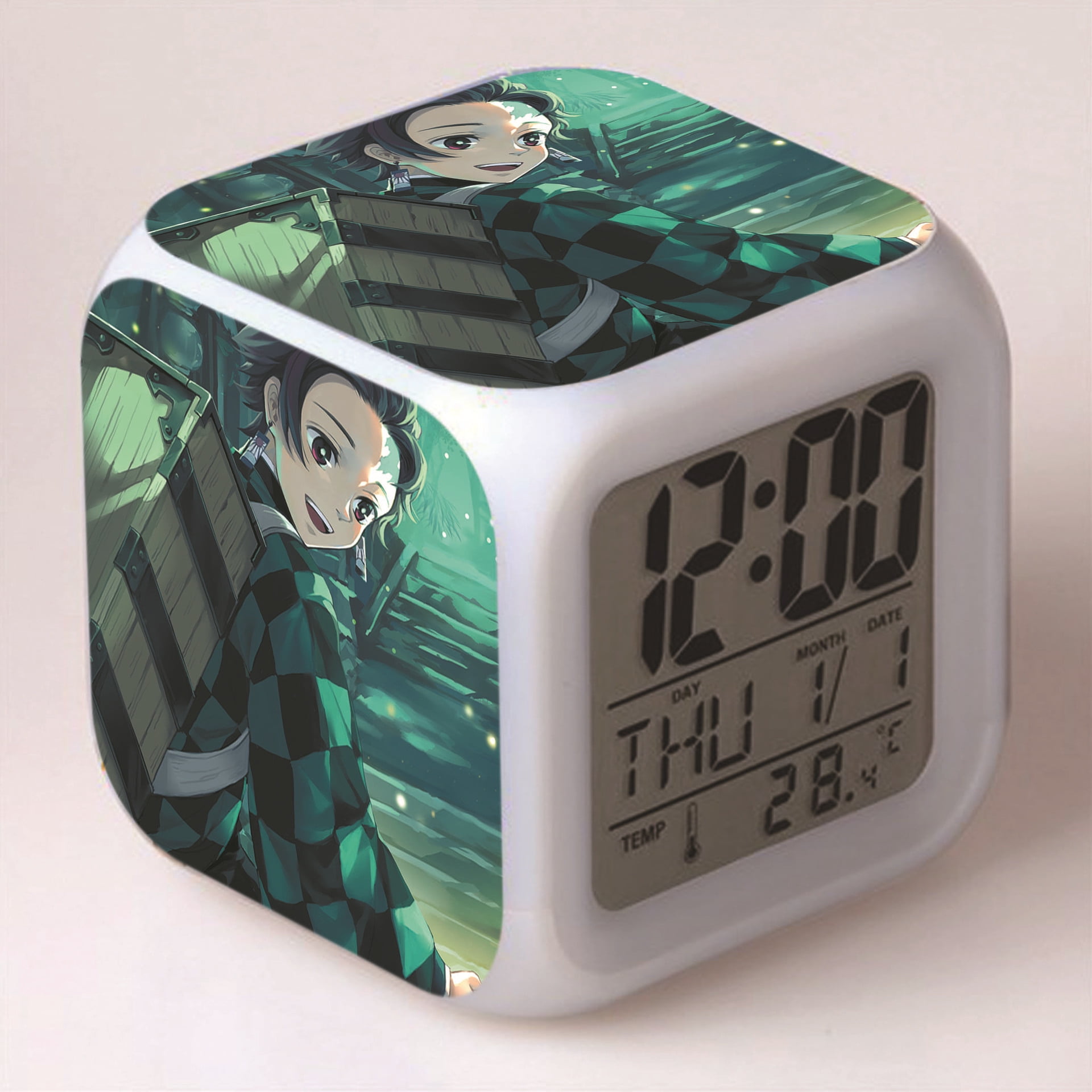 LED Alarm Clock Demon Slayer Pattern Creative Desk Table Clock Glowing ...