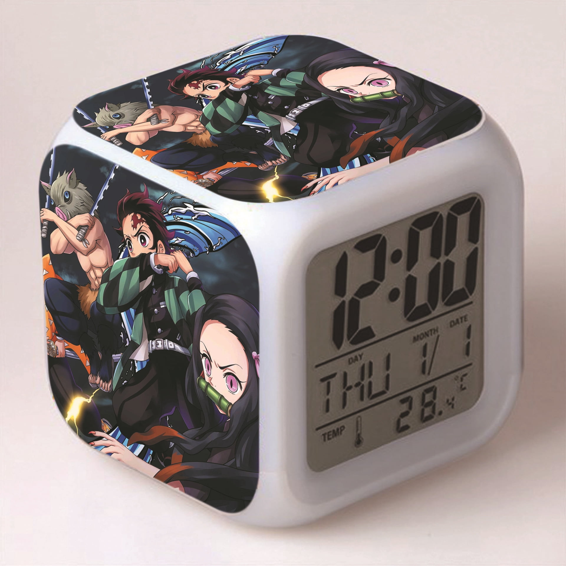 LED Alarm Clock Demon Slayer Pattern Creative Desk Table Clock Glowing ...