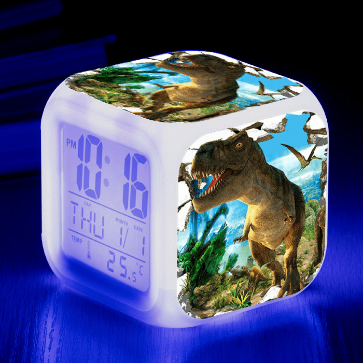 LED Alarm Clock Dinosaur Pattern Creative Desk Table Clock Glowing ...