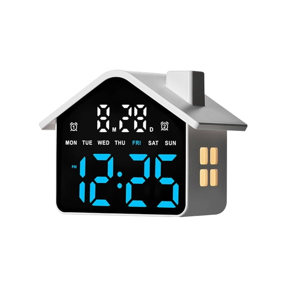 LED Alarm Clock House Shaped Electronic Desk Clock with Temperature ...