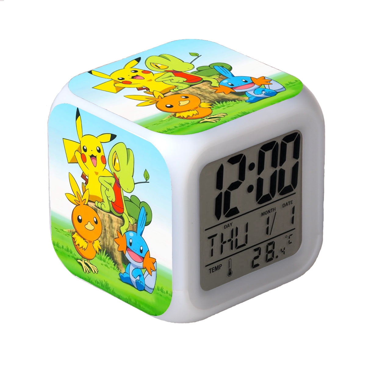 LED Alarm Clock Pokémon Pattern Creative Desk Table Clock Glowing ...