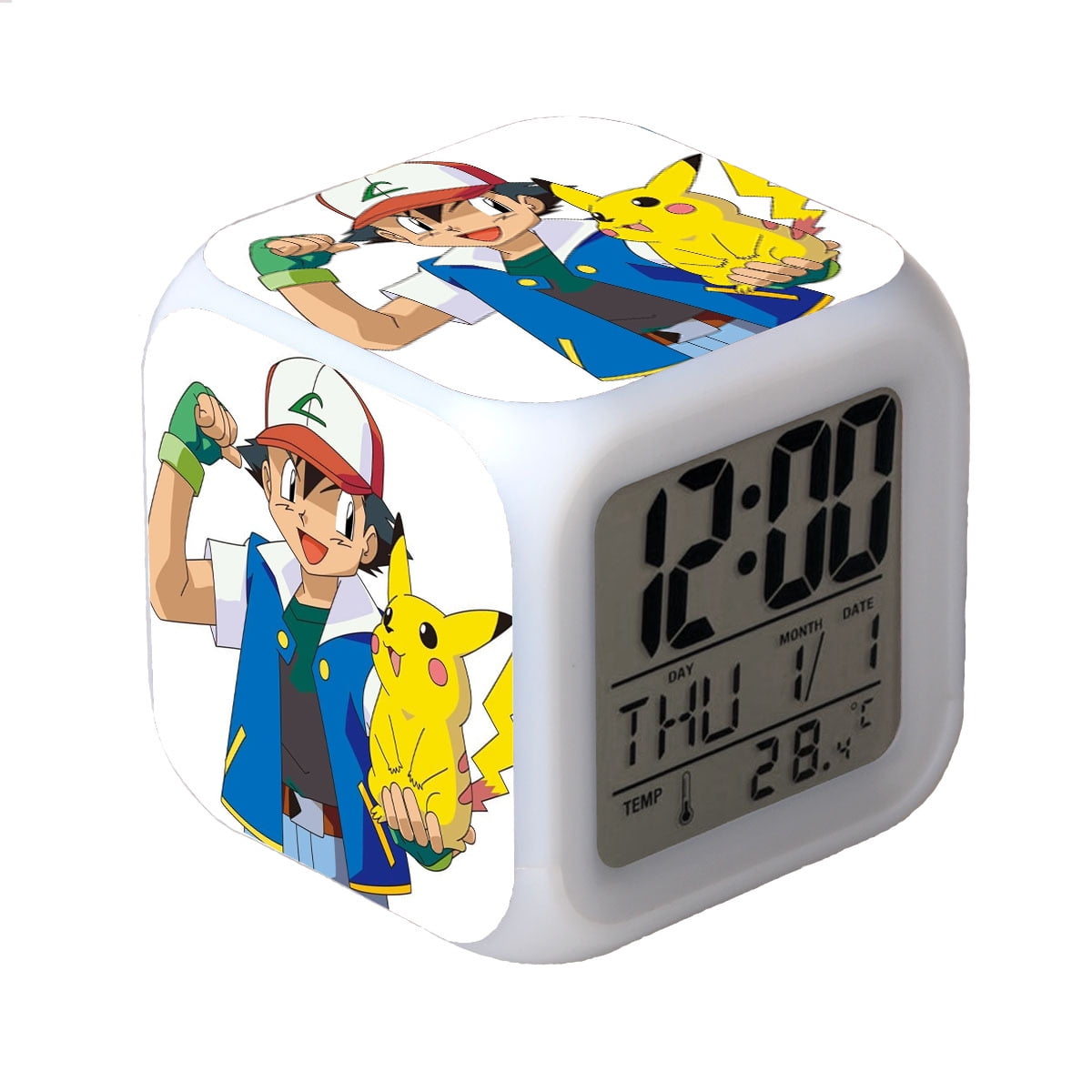 LED Alarm Clock Pokémon Pattern Creative Desk Table Clock Glowing ...