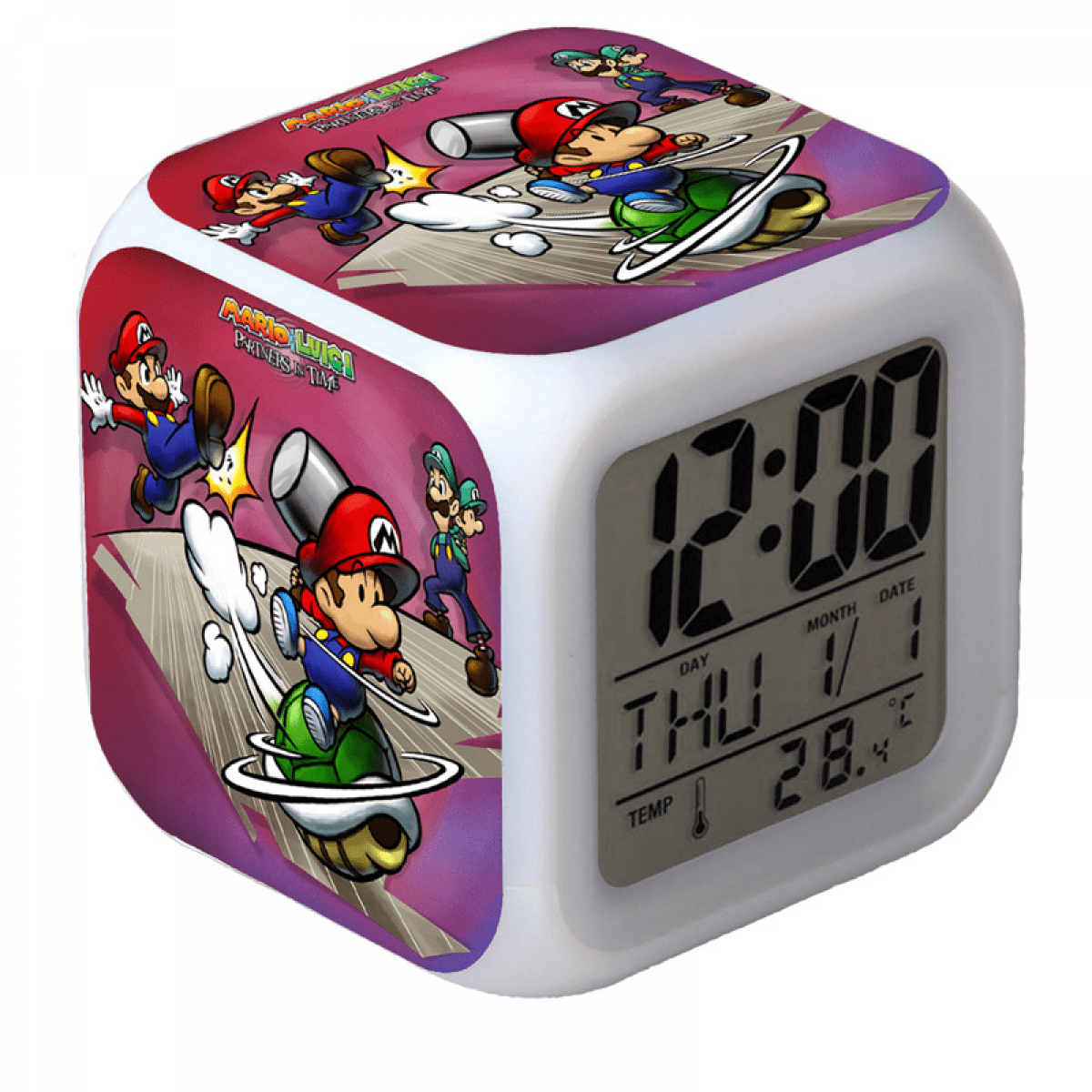 LED Alarm Clock Super Mario Pattern Creative Desk Table Clock Glowing ...