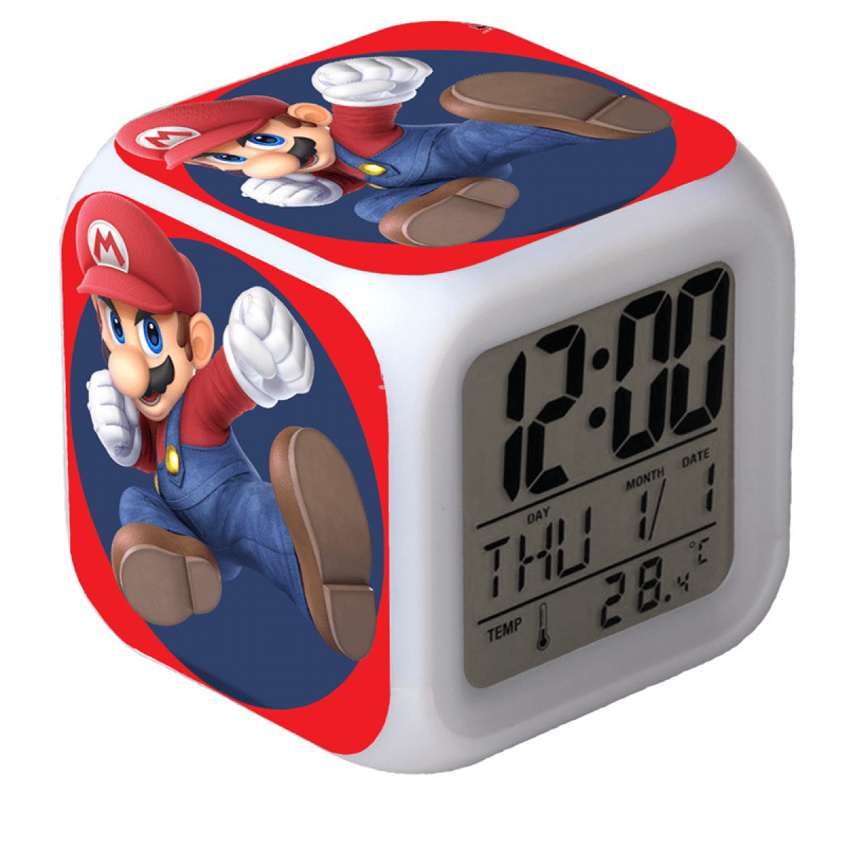 LED Alarm Clock Super Mario Pattern Creative Desk Table Clock Glowing ...