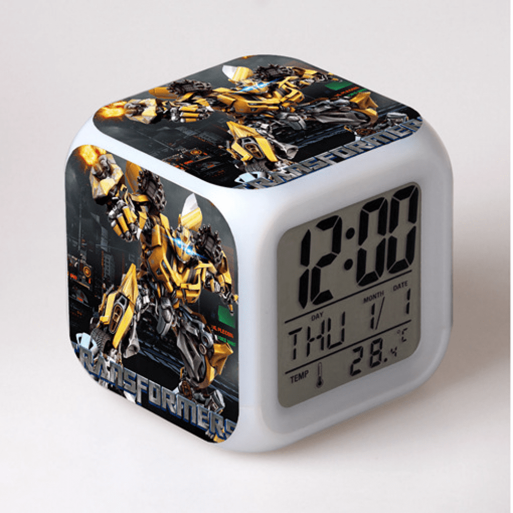 3＂LED Alarm Clock Cartoon Transformers Pattern Desk Table Glowing ...