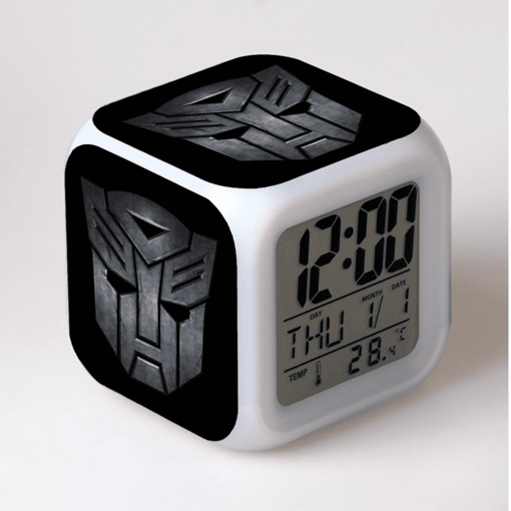 LED Alarm Clock Transformers Pattern Creative Desk Table Clock Glowing ...