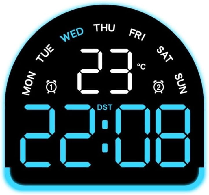LED Ambient Light Clock with Dual Display, Temperature Monitor and ...