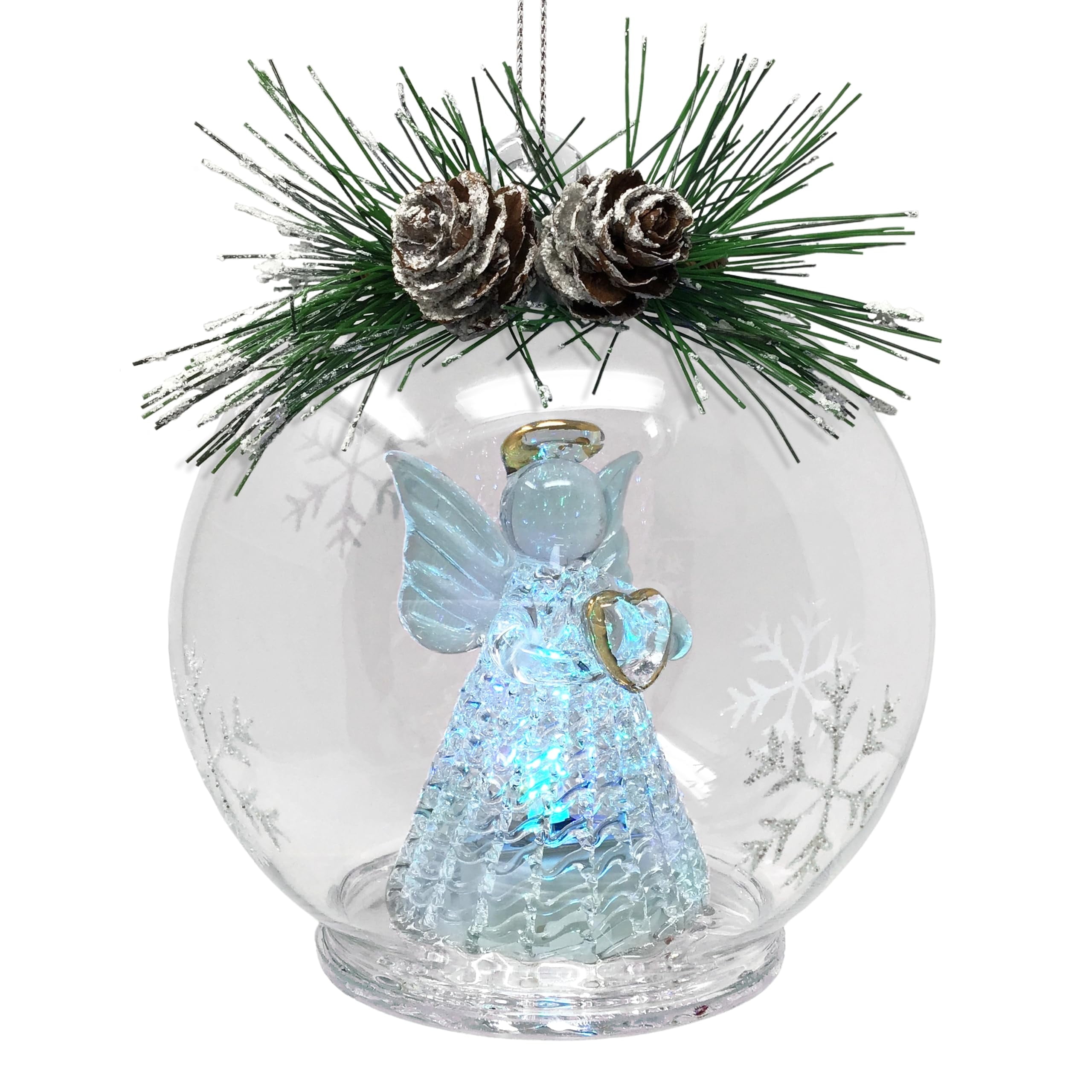 Angel Christmas Lighted Ornament Holding Heart - Color Changing - 4 ...