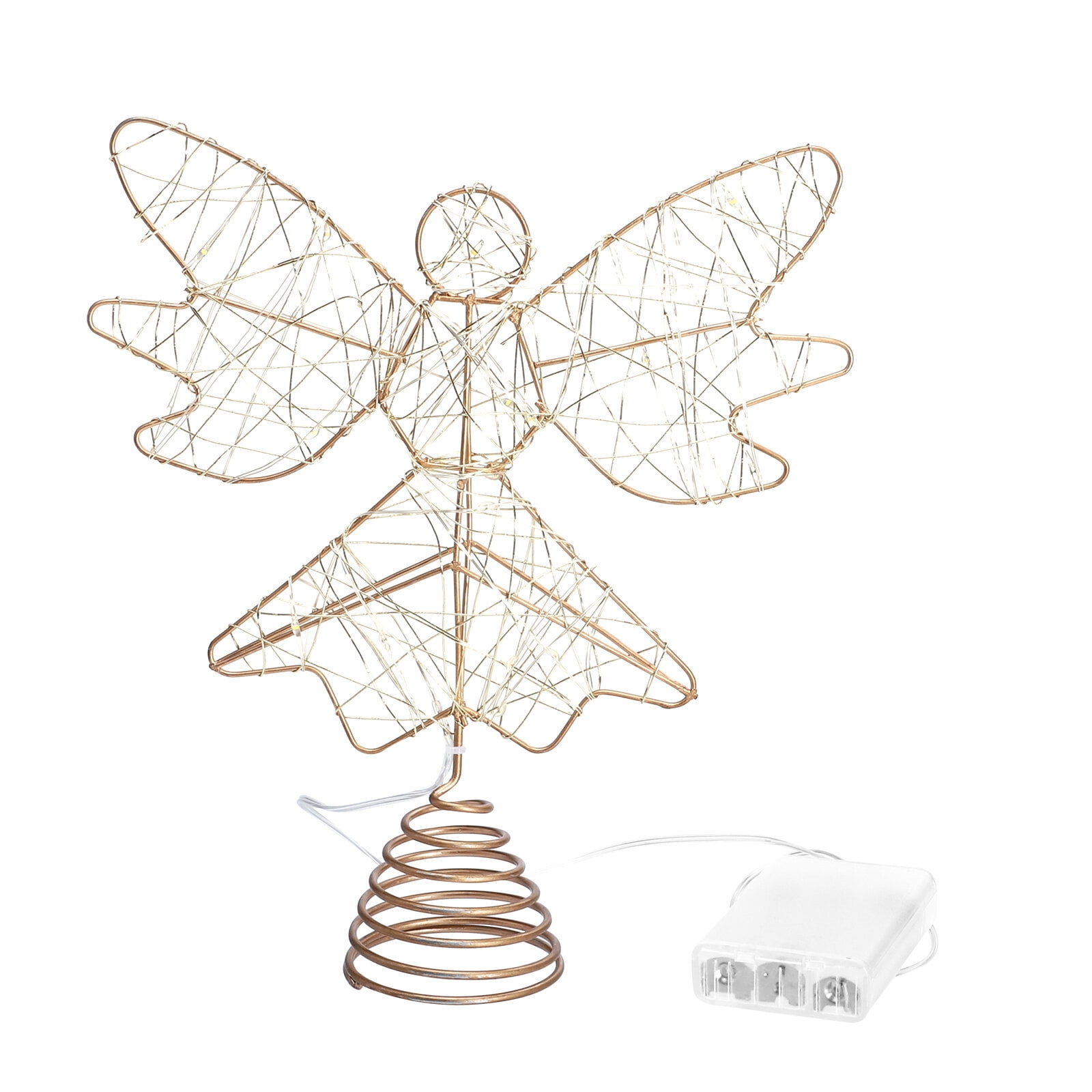 LED Angel Tree Topper Glitter Star Battery Operated Christmas Treetop ...