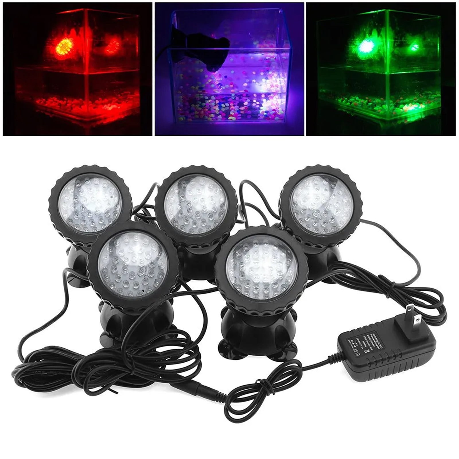 LED Aquarium Lamp With One Drag And Three Suction Cups, Seven Color ...