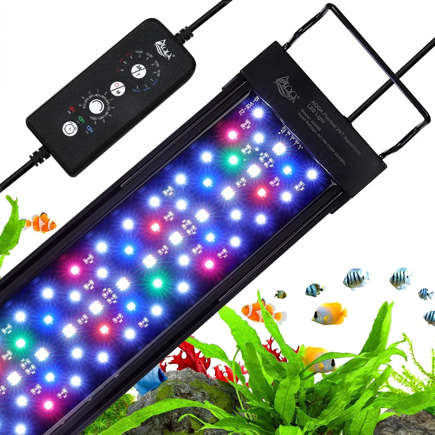 LED Aquarium Light, 24/7 Mode IP68 Waterproof Extendable Bracket Fish ...