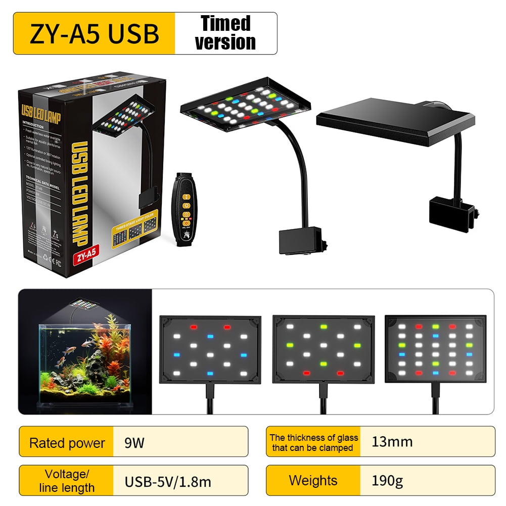 LED Aquarium Light, Clip On Fish Tank Light with Adjustable Brightness ...