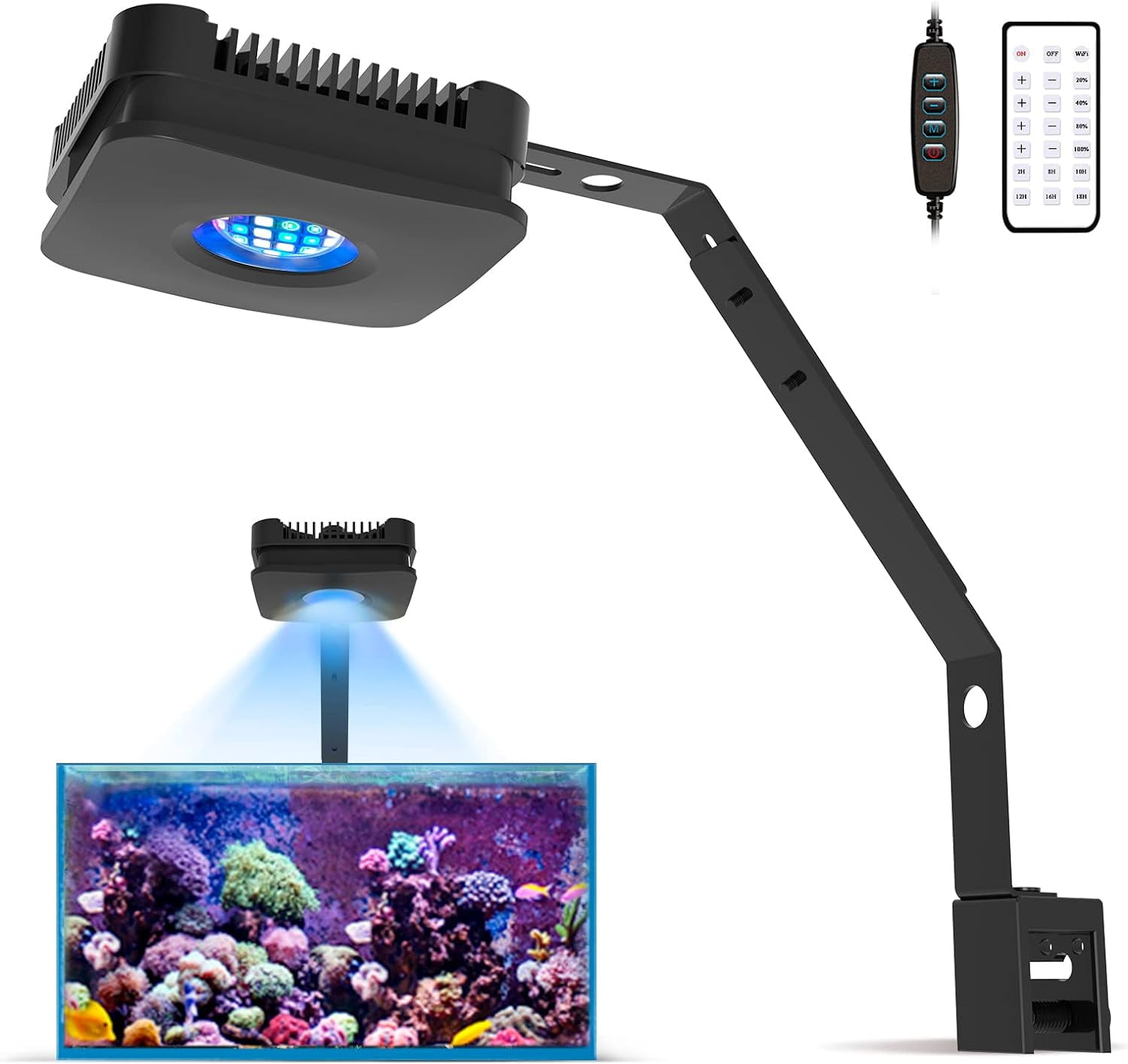 LED Aquarium Light, Full Spectrum Fish Tank Light, Clip on Saltwater ...
