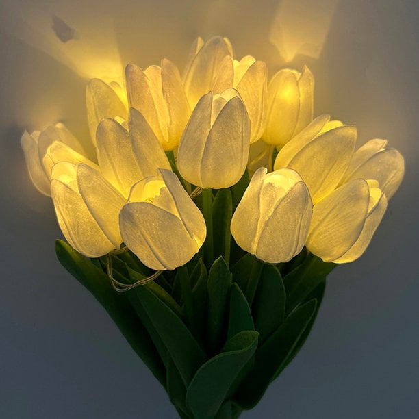 LED Artificial Tulip Flower Bouquet, Tulip 10LEDs String Lights with10 ...