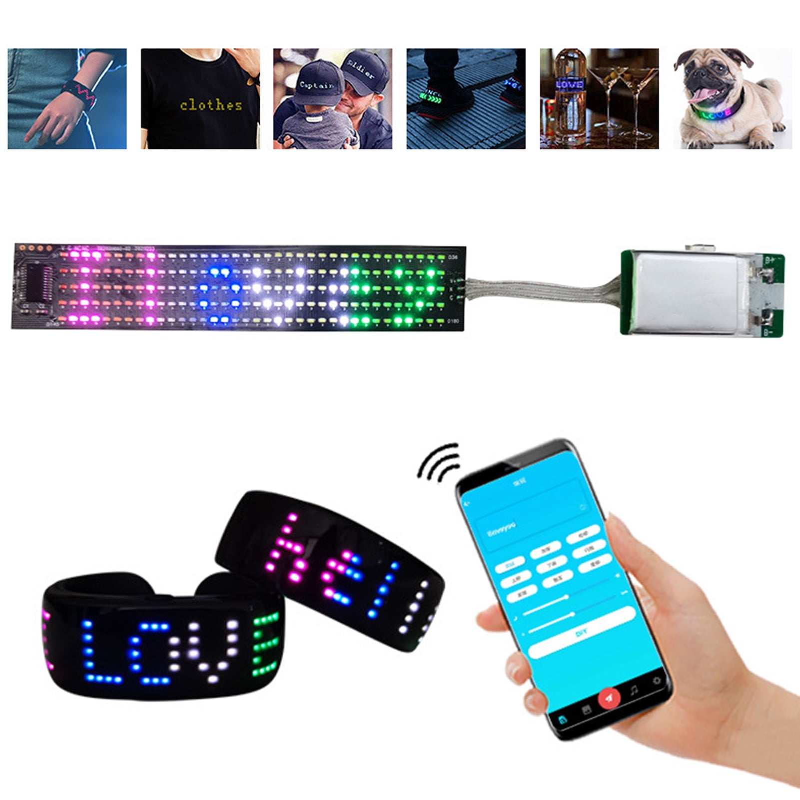 LED Badge APP Support Illumination Mini Lightweight Colors Lighting ...