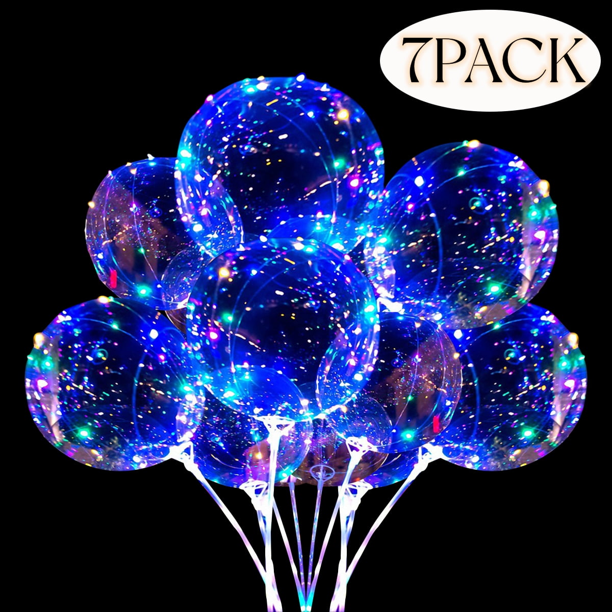 20 Inch LED Bobo Balloons with Sticks and Lights - Clear, Multicolor ...