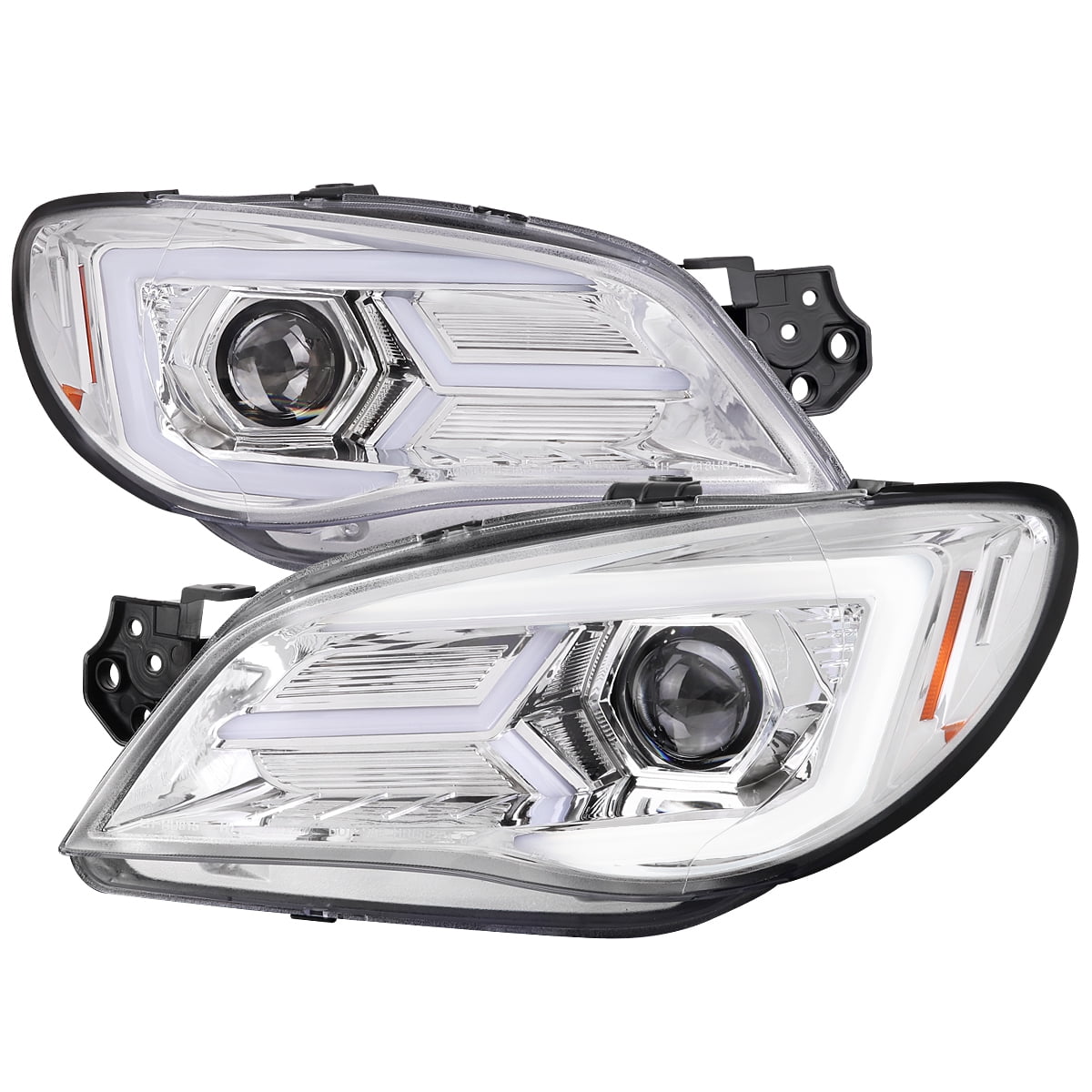 LED Bar Sequential Turn Signal Projector Headlights (Chrome Housing ...