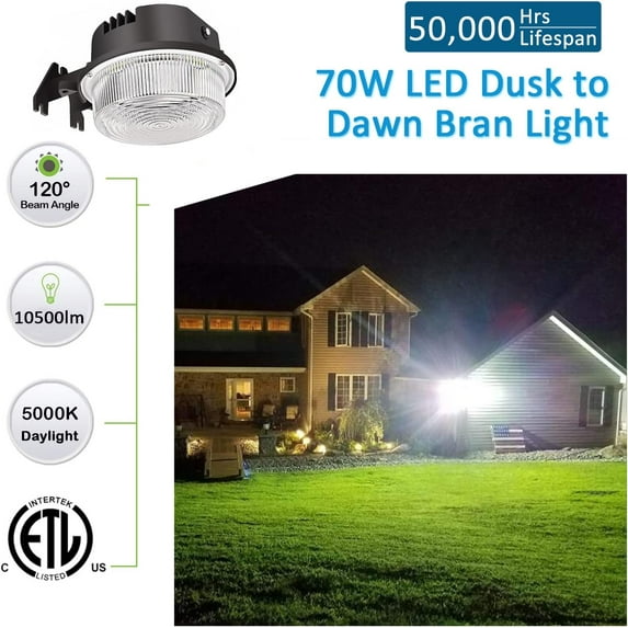 LED Barn Light 70W, Dusk to Outdoor Light with Photocell, LED Yard Area ...