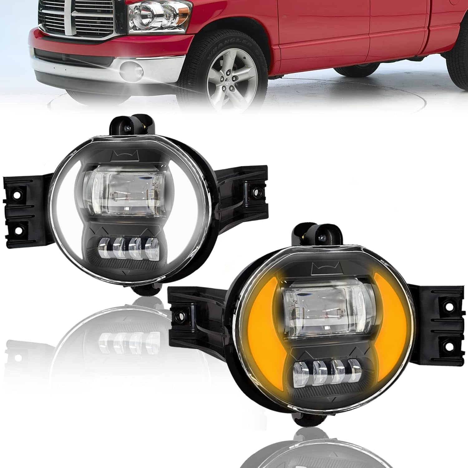 LED with Bat Wing Shape DRL Fog Lights Replacement for 2002-2009 Dodge ...