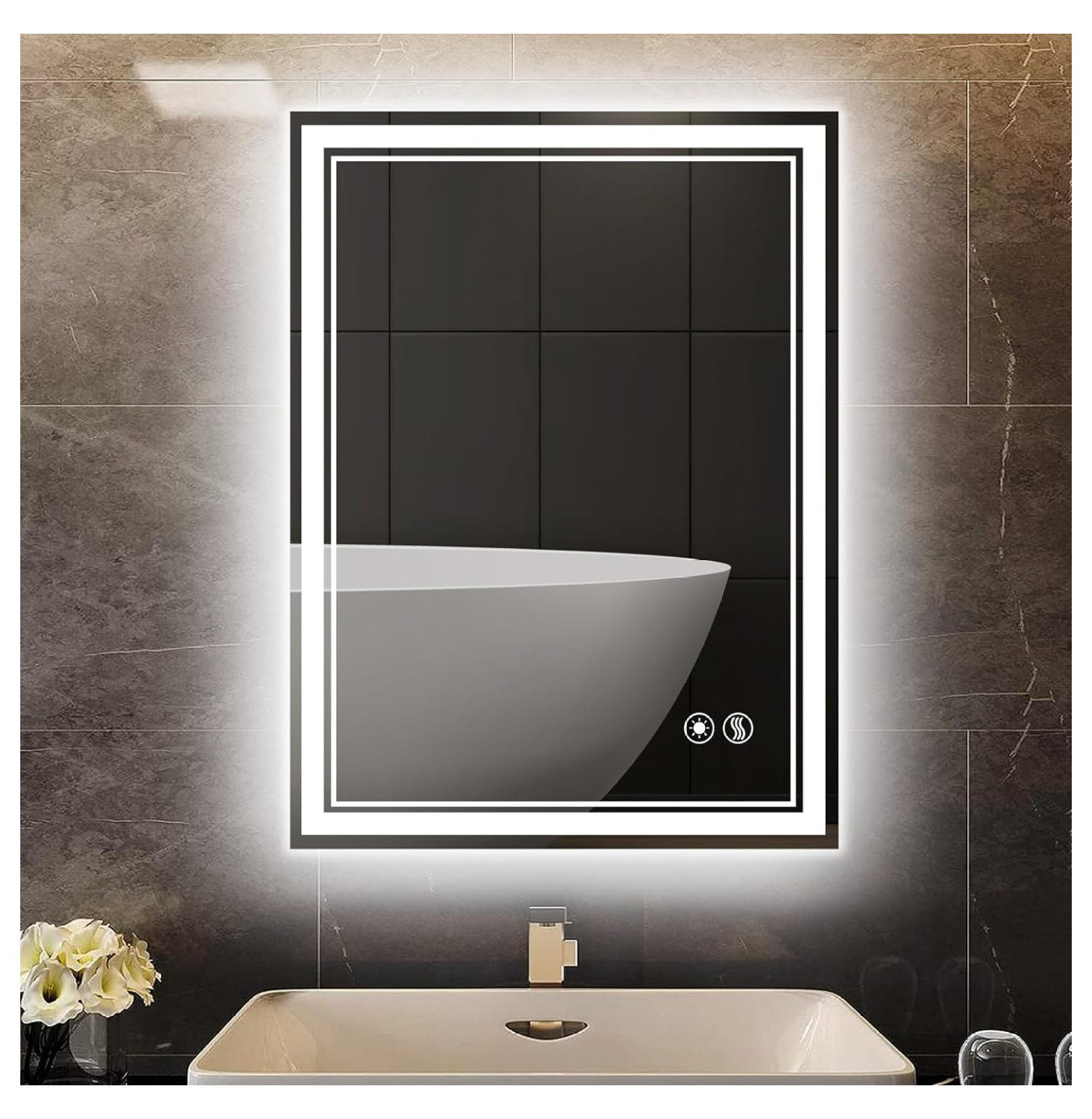 LED Bathroom Mirror 20 x 28'' Anti-Fog Bathroom Mirror with LED Lights ...