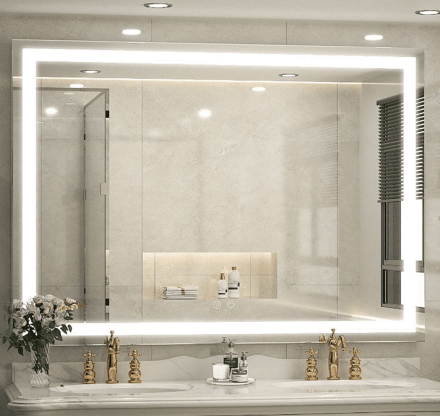 LED Bathroom Mirror, 20x28Inch Front and Backlit, 3 Colors Dimmable ...