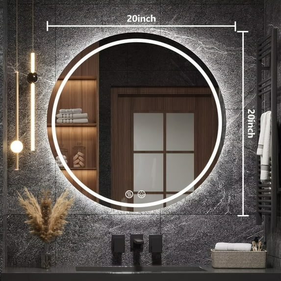 LED Bathroom Mirror 24x16 Inch with Lights, Anti-Fog for Shower, HD ...
