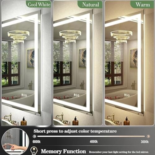 LED Bathroom Mirror, 28 x 20 Inch, Wall Mounted Bathroom Vanity Mirror ...