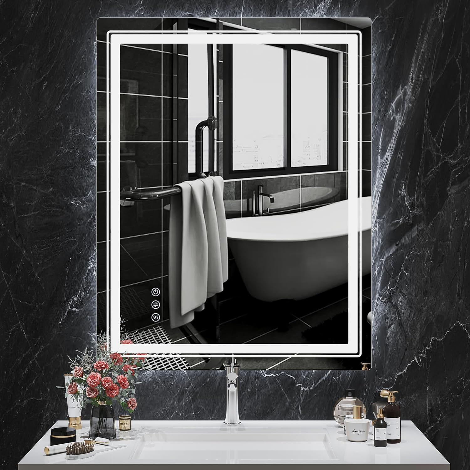 LED Bathroom Mirror, 28 x 36 LED Mirror for Bathroom with Lights ...