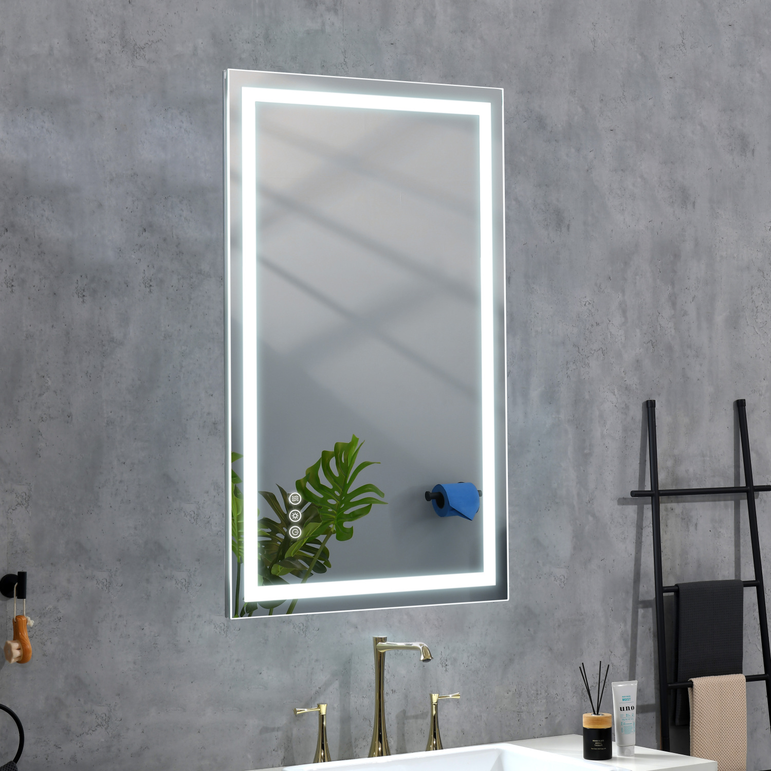 LED Bathroom Mirror 40 ”x 28” with Front and Backlight Large Dimmable ...