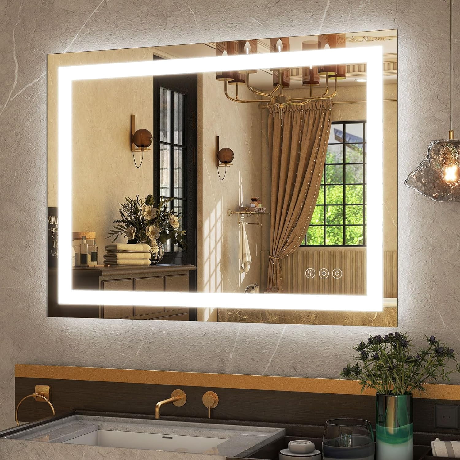 LED Bathroom Mirror - 40"x30" Anti-Fog Wall Mirrors with Memory ...