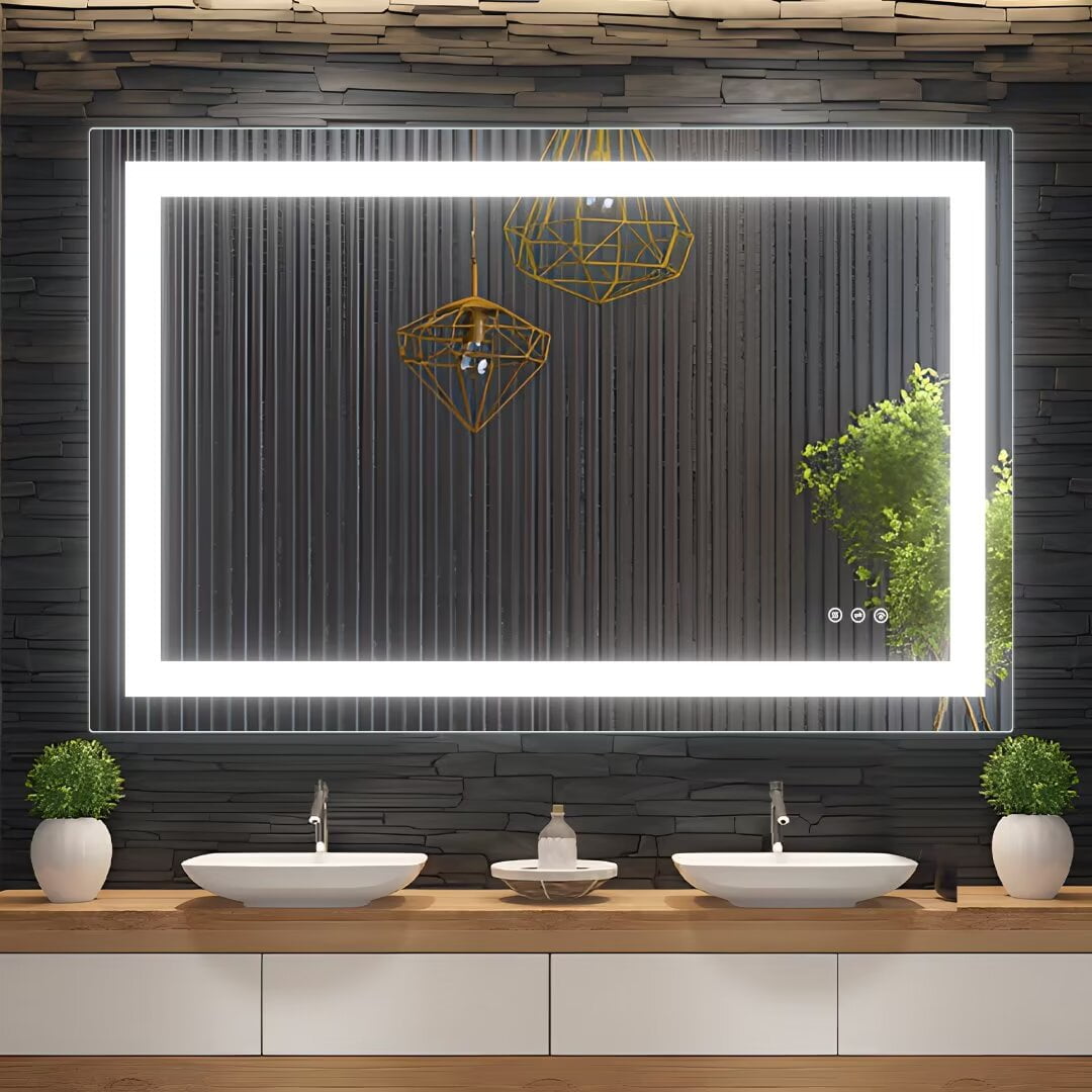 LED Bathroom Mirror, 48" x 36" Wall-Mounted Vanity Mirror with Anti Fog ...