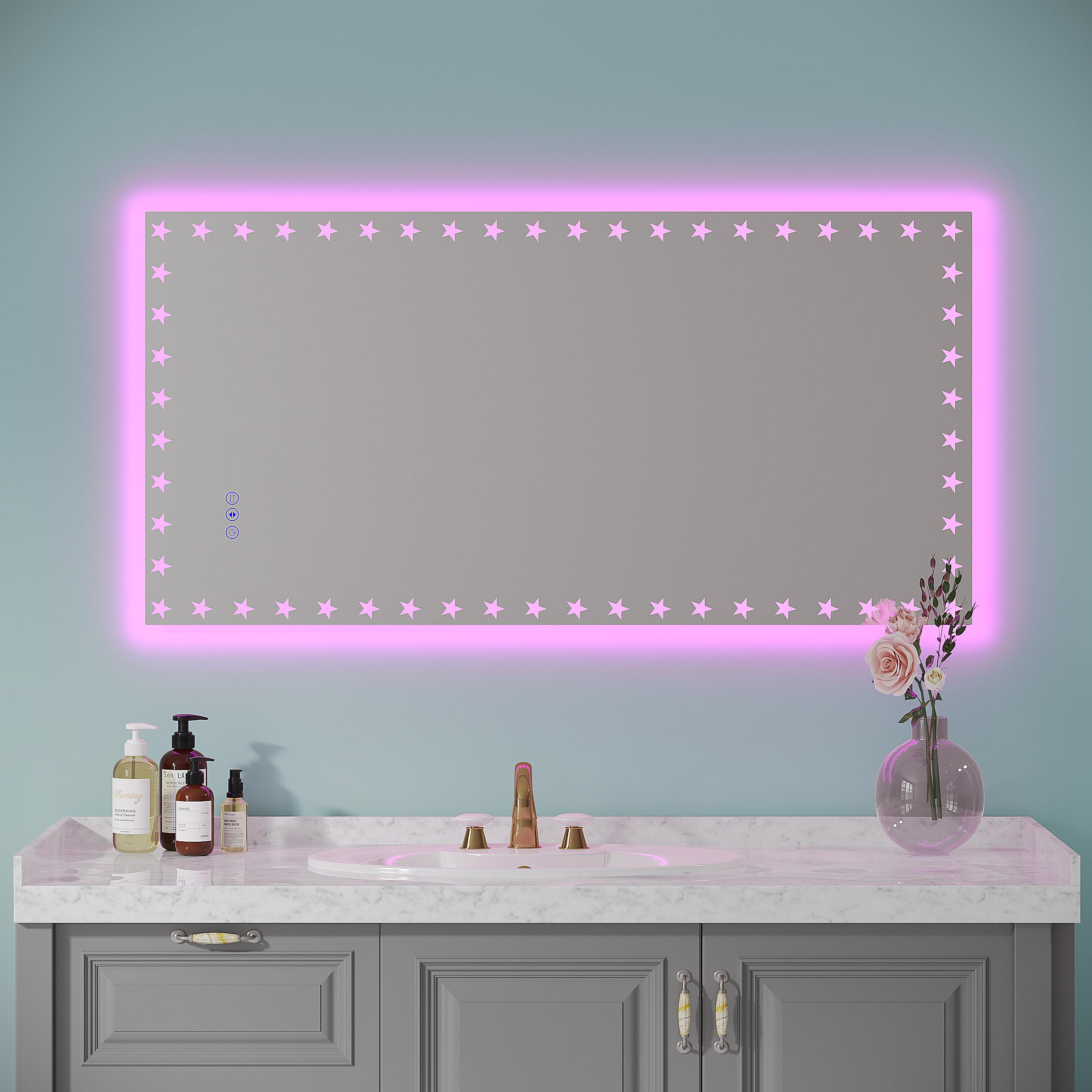 LED Bathroom Mirror, 55” x 36” Front Lighted and Backlit Bathroom ...
