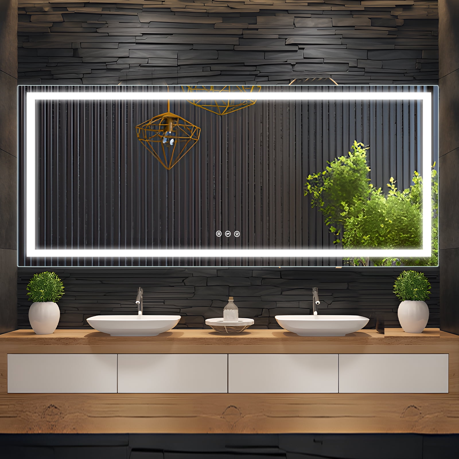 LED Bathroom Mirror 84x32 inch with Front and Backlight, Large Dimmable ...